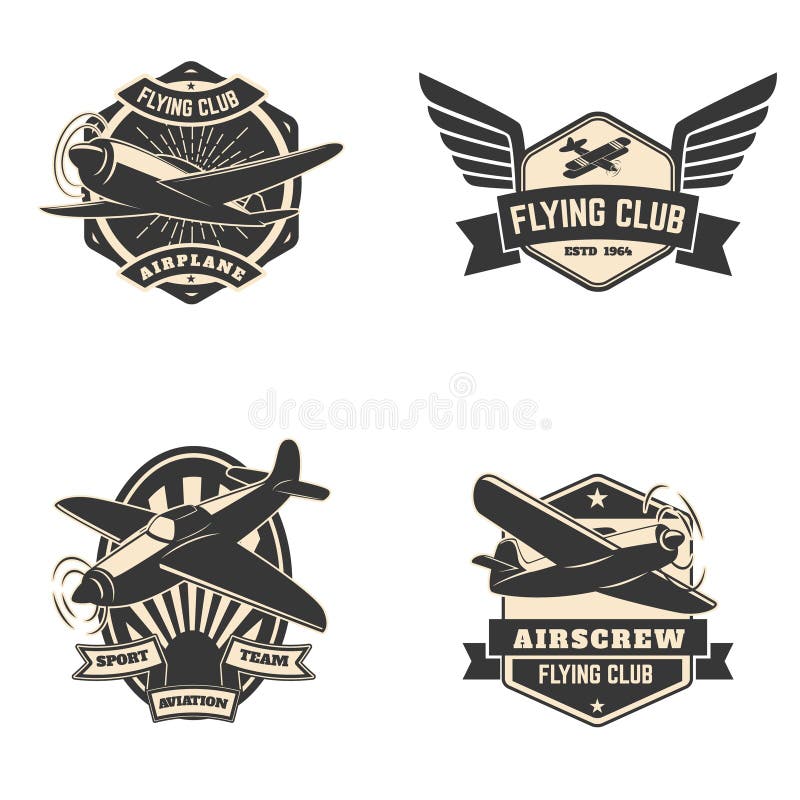 Set of Flying Club Labels and Emblems Stock Vector - Illustration of ...