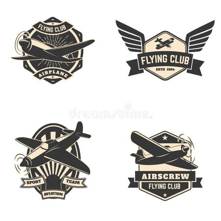 Set of Flying Club Labels and Emblems Stock Vector - Illustration of ...