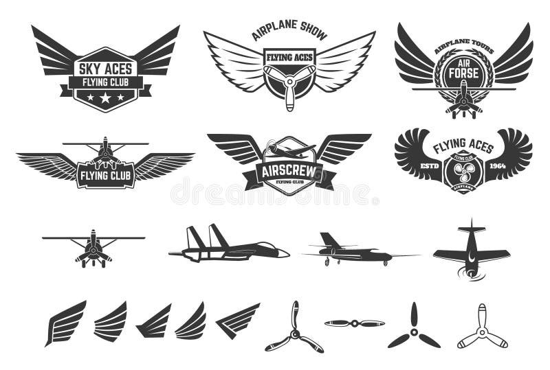 Set of Flying Club Labels and Emblems Stock Vector - Illustration of ...