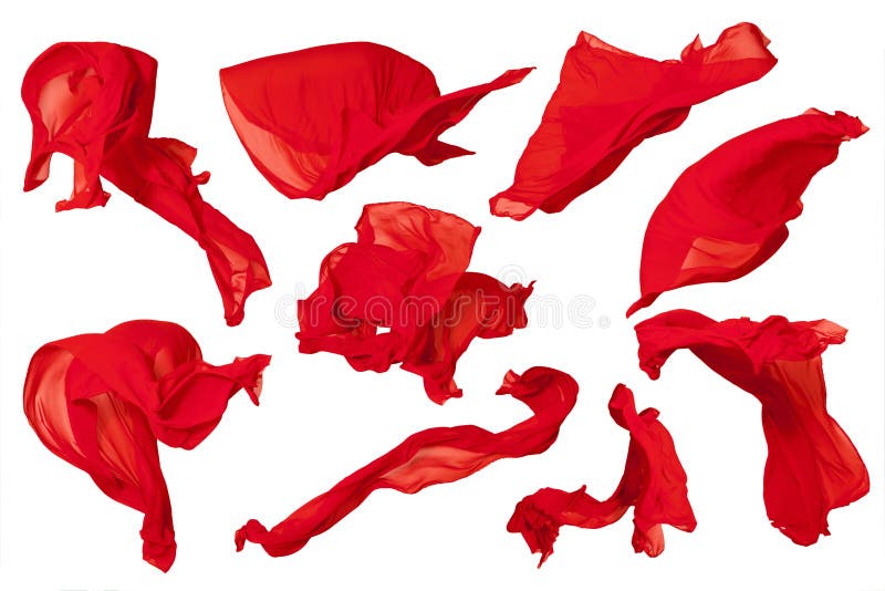Red flying fabric isolated stock image. Image of hand - 19845457