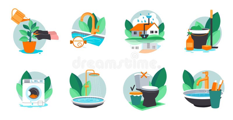 The Set Fo Flat Logo for World Water Day Infographic. the Save Water ...