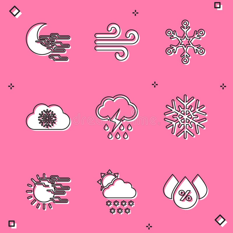 Set Fog and Moon, Wind, Snowflake, Cloud with Snow, Rain Lightning and ...