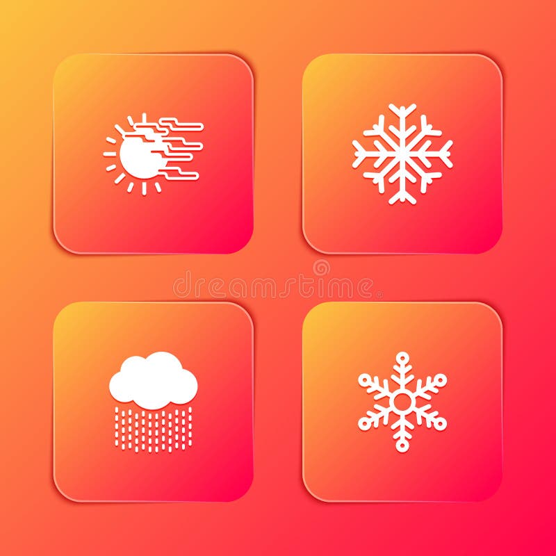 Set Fog and Sun, Snowflake, Cloud with Rain and Icon. Vector Stock ...