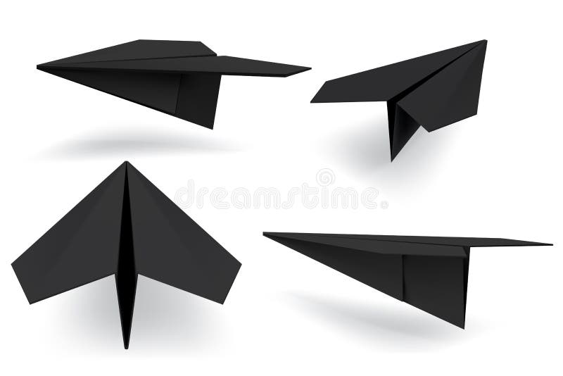 Set of Fold Paper Airplane Inculde Side and Front View. Stock Vector ...