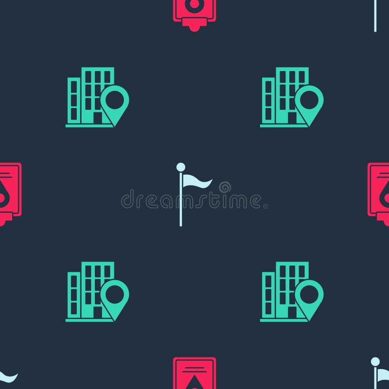 Set Folded Map with Location Marker, Location and House on Seamless ...