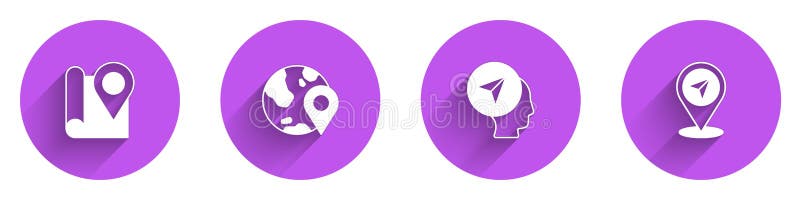 Set Folded Map with Location Marker, Location the Globe, Map Human and ...