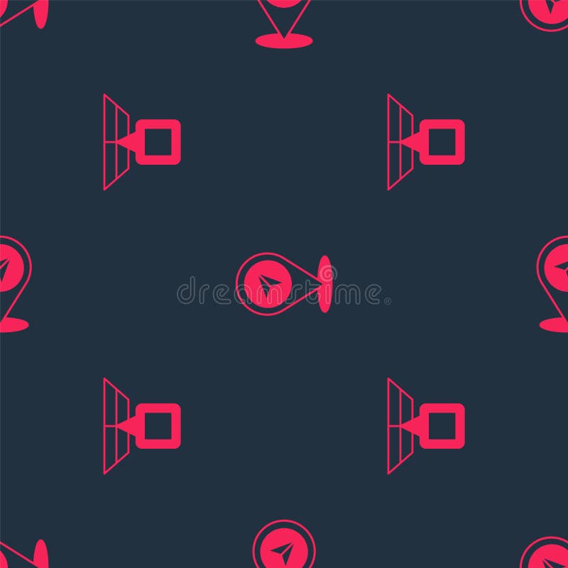 Set Folded Map with Location Marker and Map Pin on Seamless Pattern ...