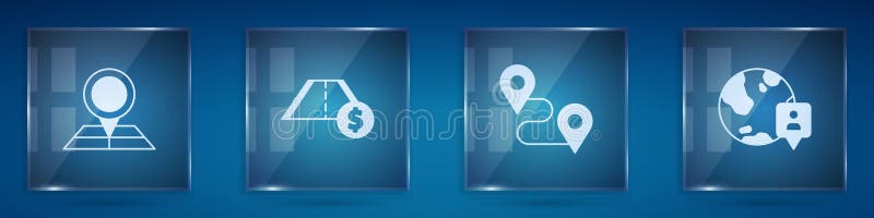 Set Folded Map with Location Marker, Toll Road Traffic, Route and ...