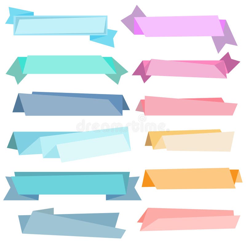 Set of Folded Ribbon Paper Banners Stock Vector - Illustration of ...