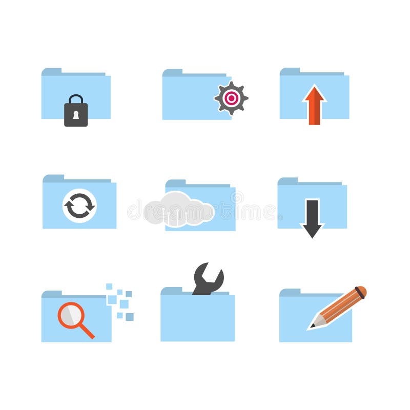 Folder Icon Flat Design with Circuit Technology Vector Logo ...