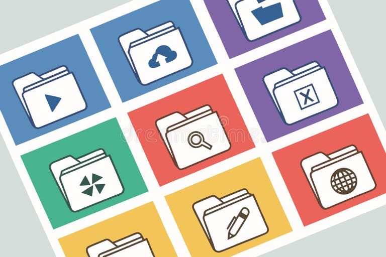 Vector Art of Collection of Folder Icons Representing Various File ...