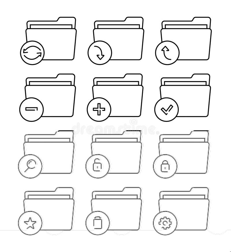 Set of Folder Icons Thin Line. Different Folder Vector Icons Stock ...