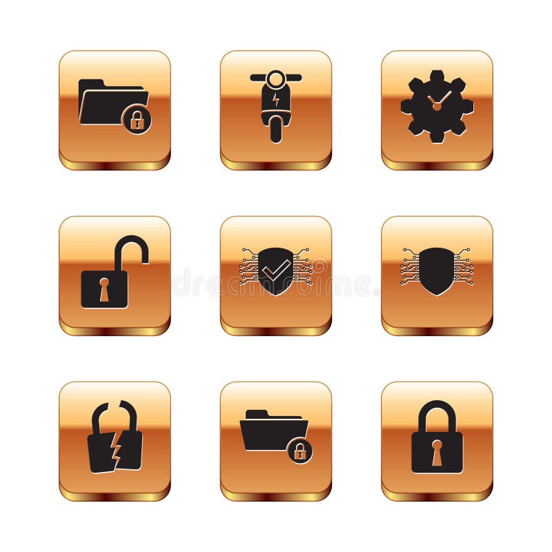 Set Folder and Lock, Broken or Cracked, , Cyber Security, Open Padlock ...