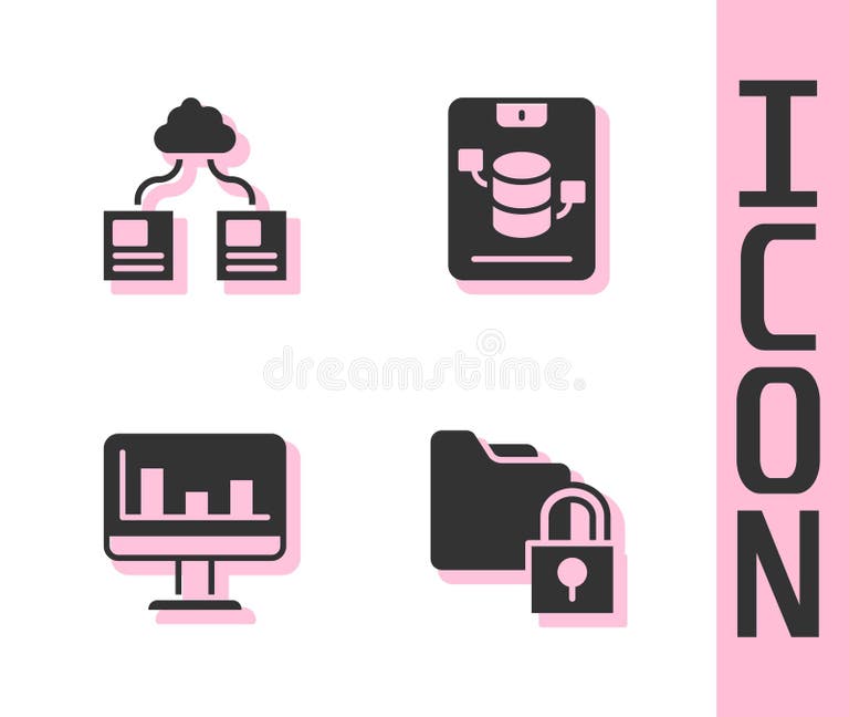 Set Folder and Lock, Cloud Technology Data Transfer, Monitor with Graph Chart and Server, Data ...