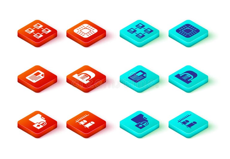 Set Folder and Lock, Data Analysis, File Document, Hangar with Servers, Processor CPU and ...