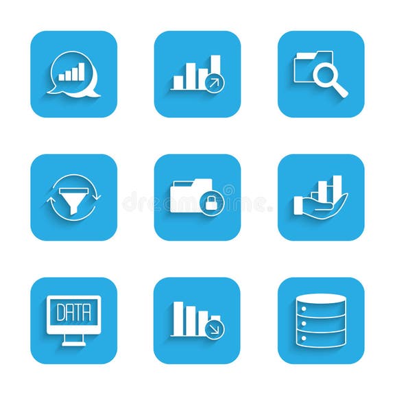 Set Folder and Lock, Financial Growth Decrease, Server, Pie Chart Infographic, Data Analysis ...
