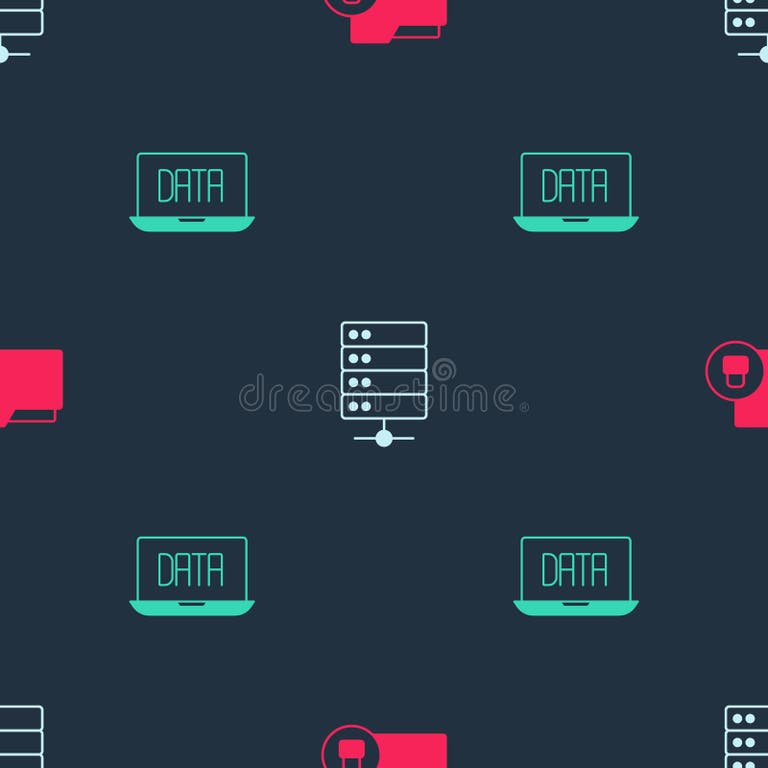Set Folder and Lock, Server and Data Analysis on Seamless Pattern. Vector Stock Vector ...