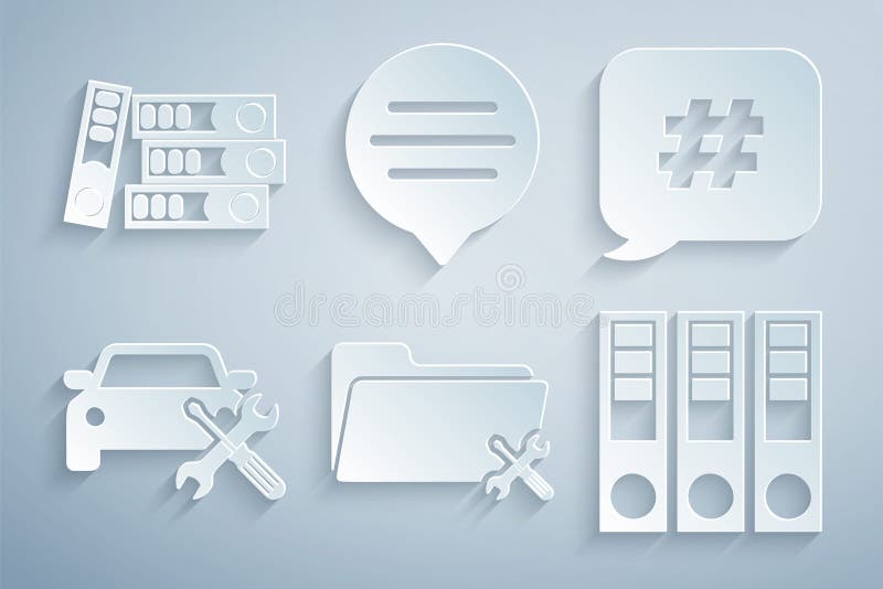 Set Folder Service, Hashtag Speech Bubble, Car, Office Folders, Speech ...