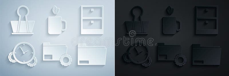 Set Folder Settings with Gears, Archive Papers Drawer, Time Management ... Set Folder Settings with Gears, Archive Papers Drawer, Time Management ...