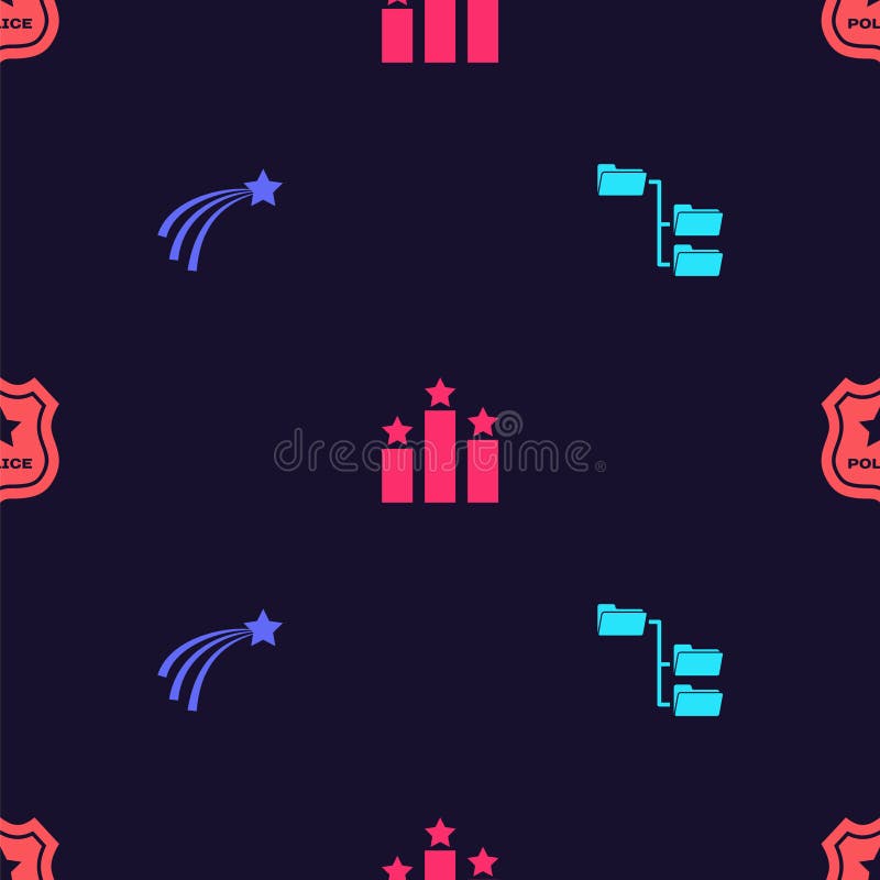 Set Folder Tree, Falling Star, Ranking and Police Badge on Seamless ... Set Folder Tree, Falling Star, Ranking and Police Badge on Seamless ...