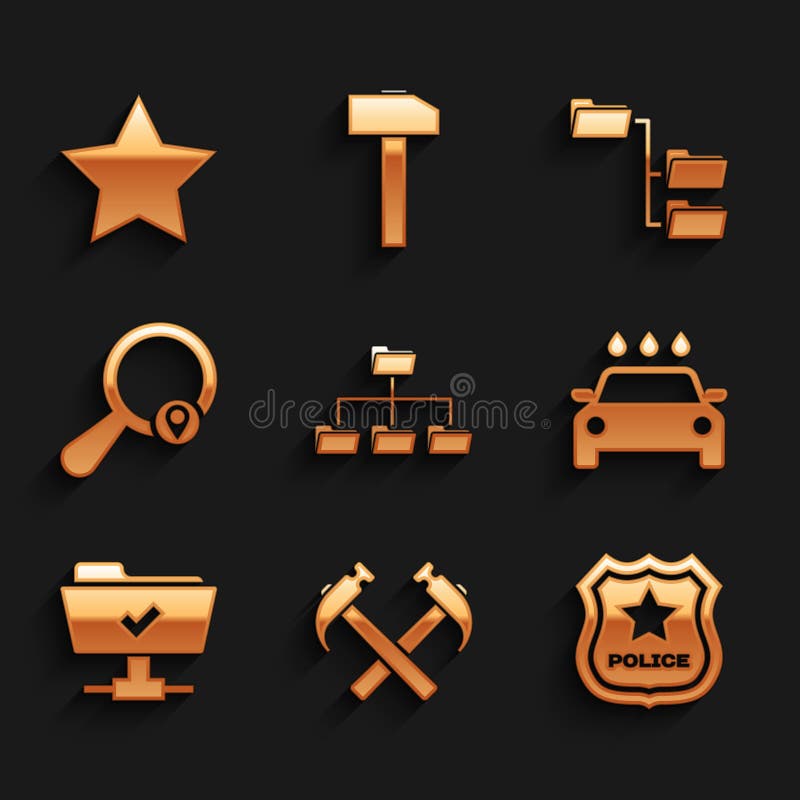 Set Folder Tree, Two Crossed Hammers, Police Badge, Car Wash, FTP ... Set Folder Tree, Two Crossed Hammers, Police Badge, Car Wash, FTP ...