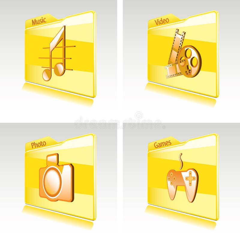 Set of Folders with Abstract Icons for Computer Stock Vector ...
