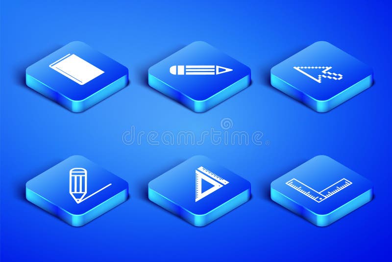 Set Folding Ruler, Book, Triangular, Pencil and Line, and Pixel Arrow ...