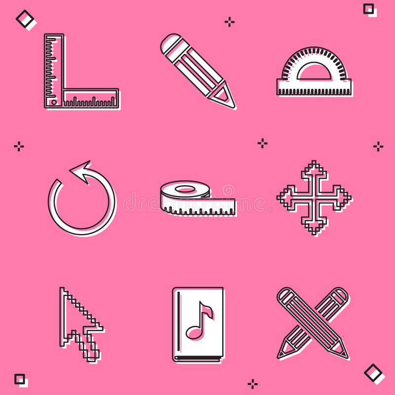 Set Folding Ruler, Pencil, Protractor Grid, Refresh, Tape Measure ...