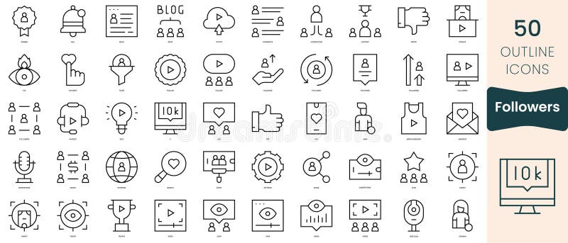 Set of Followers Icons. Thin Linear Style Icons Pack Stock Vector ...