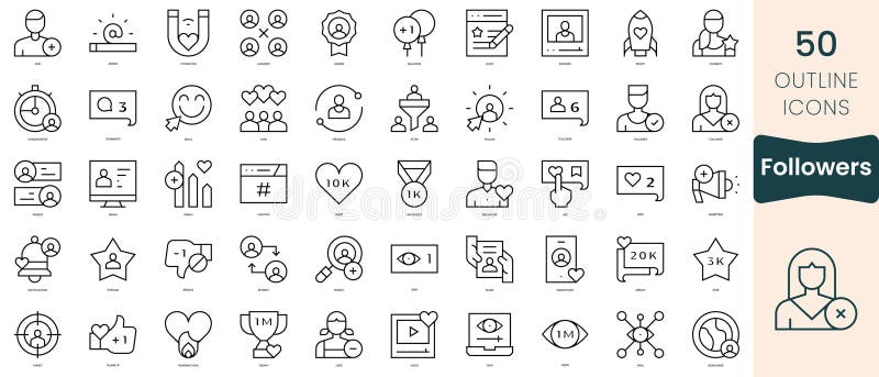 Set of Followers Icons. Thin Linear Style Icons Pack Stock Vector ...