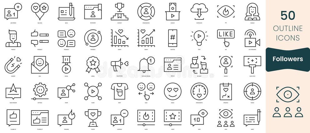 Set of Followers Icons. Thin Linear Style Icons Pack Stock Vector ...