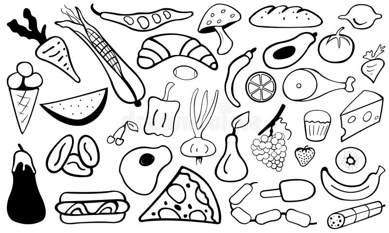 Food doodle stock vector. Illustration of pear, doodle - 29985442