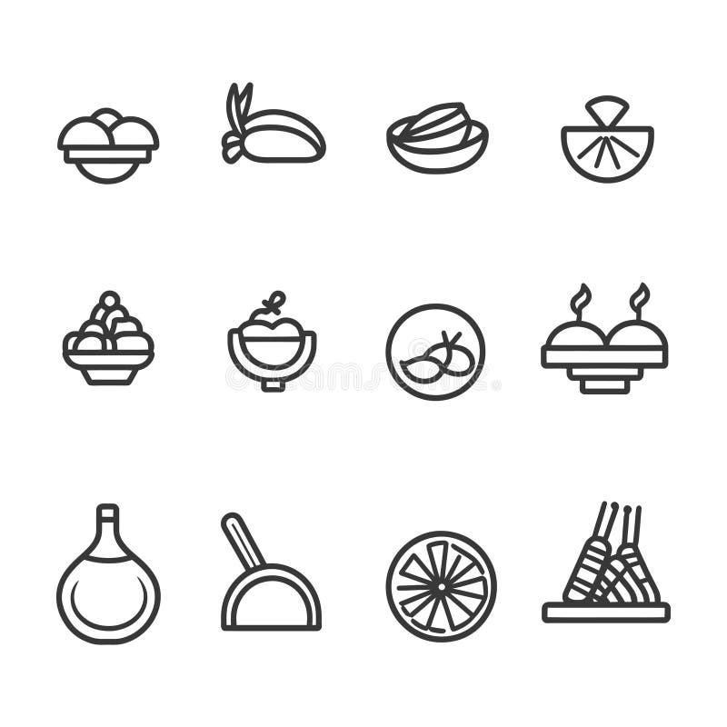 Collection of Simple Food and Drink Line Icons Stock Image - Image of ...