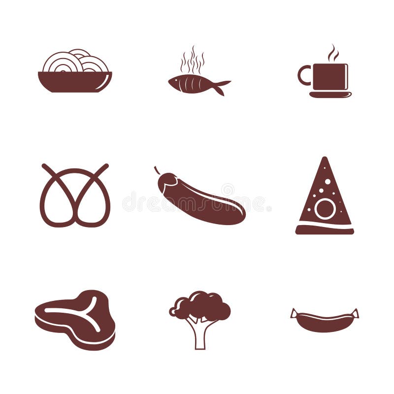 Set of Food Icon Logo Vector. Concept Icon Logo Food with Many Variants ...
