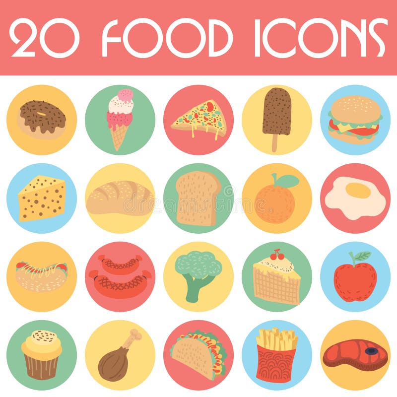 Set of Food Icons. Vector Illustration Decorative Design Stock Vector ...