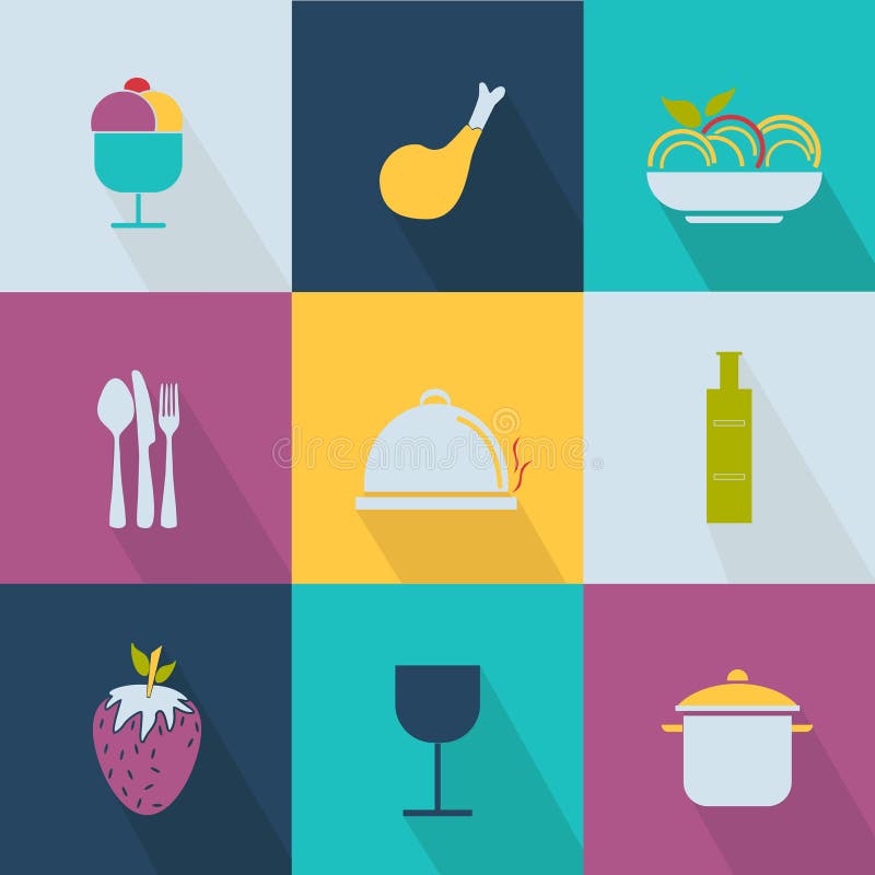 Set of food icons stock vector. Illustration of project - 54548739