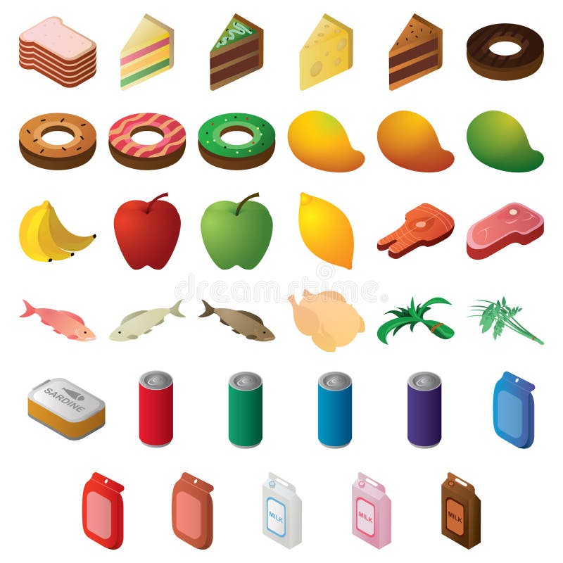 Set of Food Items. Vector Illustration Decorative Design Stock Vector ...