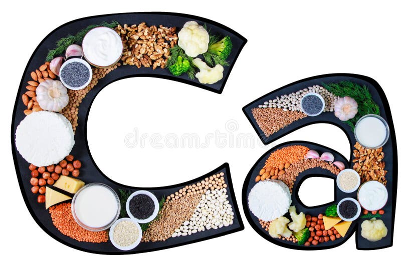 Set of Food that is Rich in Calcium. Isolate on White Background Stock ...