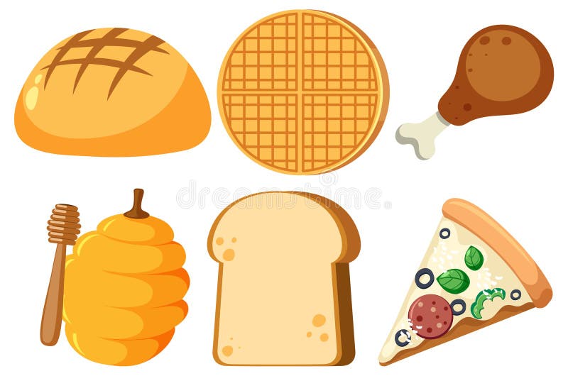 Set of food simple style stock vector. Illustration of cartoon - 271921186