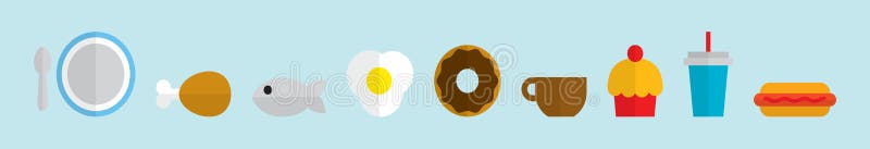 Set of Foods Cartoon Icon Design Template with Various Models. Vector ...