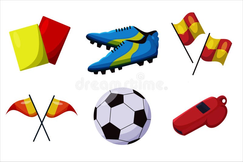 Set Collection of Football Element Design Stock Vector - Illustration ...