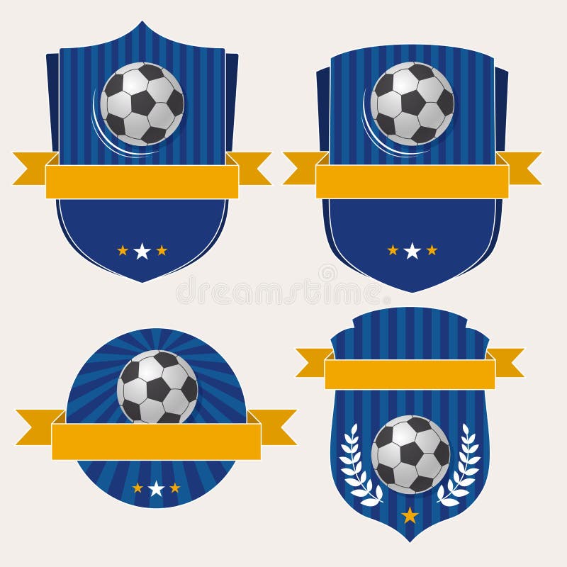 Set of Football Shield, Badge Layout with Empty Ribbon Against Beige ...