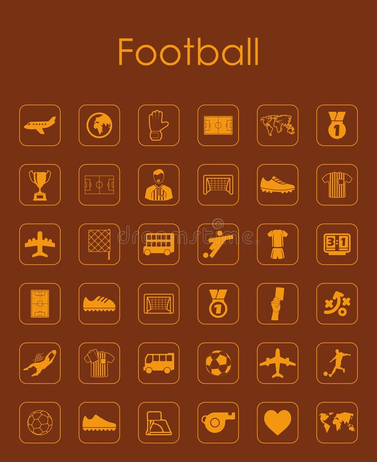Set of Football Simple Icons Stock Vector - Illustration of midfield ...