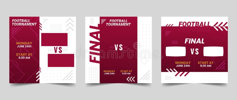 Set of Football Social Media Vector Template Stock Vector ...