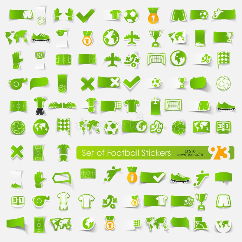 Set of football stickers stock vector. Illustration of information ...