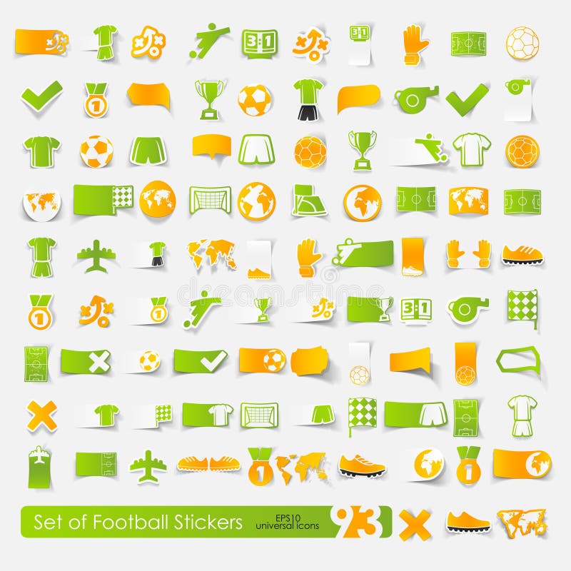 Set of football stickers stock vector. Illustration of midfield - 94322372