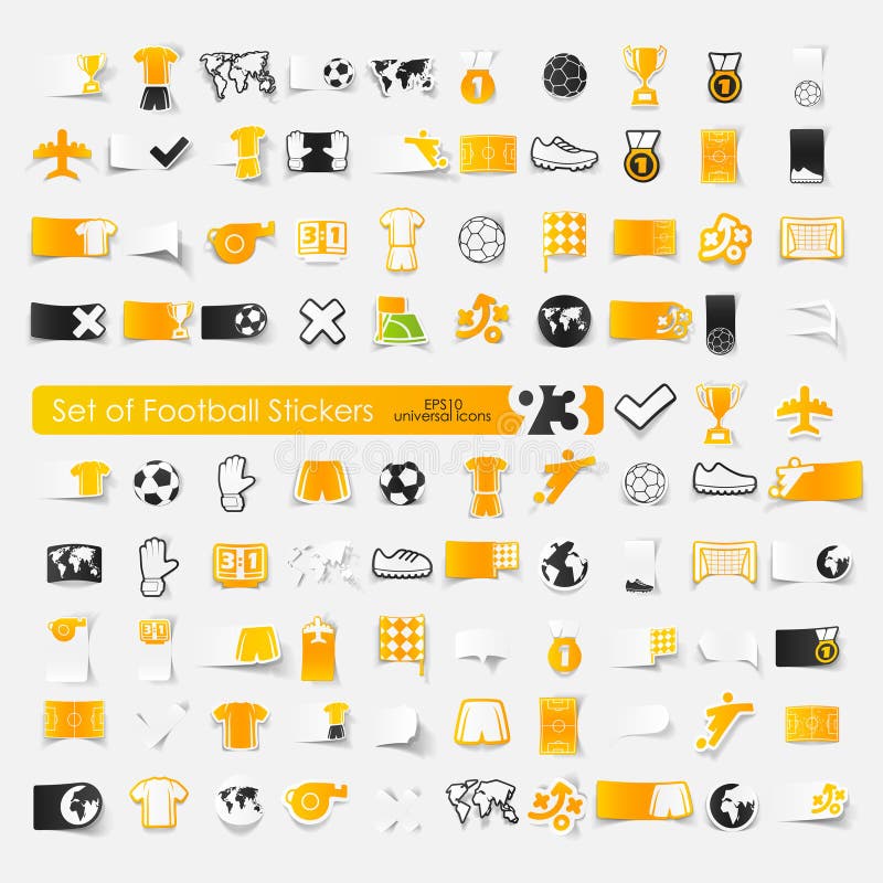 Set of football stickers stock vector. Illustration of design - 94322667