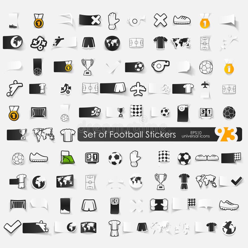 Set of football stickers stock vector. Illustration of flagpole - 50928800