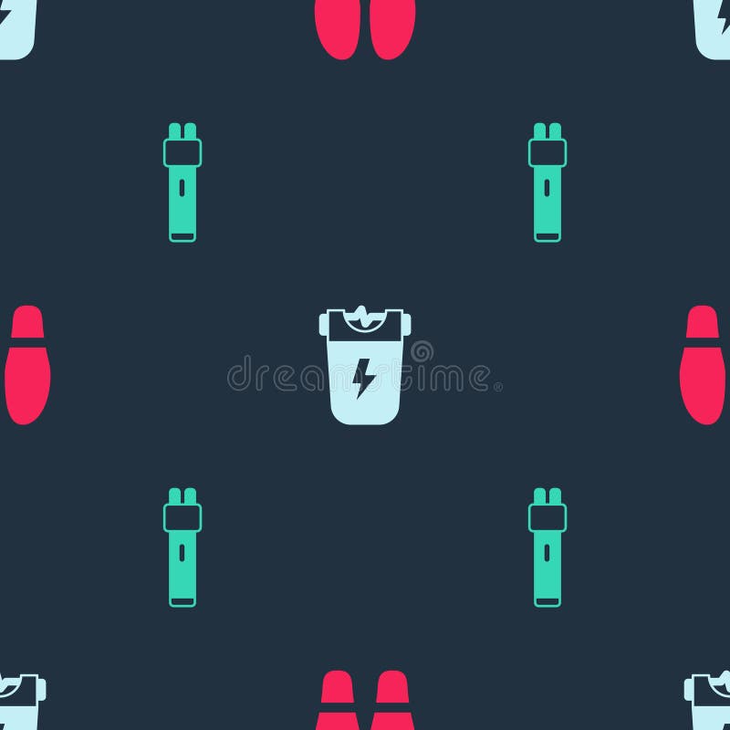 Set Footsteps, Police Electric Shocker and on Seamless Pattern. Vector ...