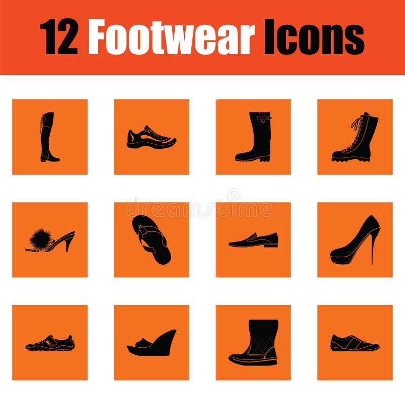 Set of footwear icons stock vector. Illustration of orange - 94375514